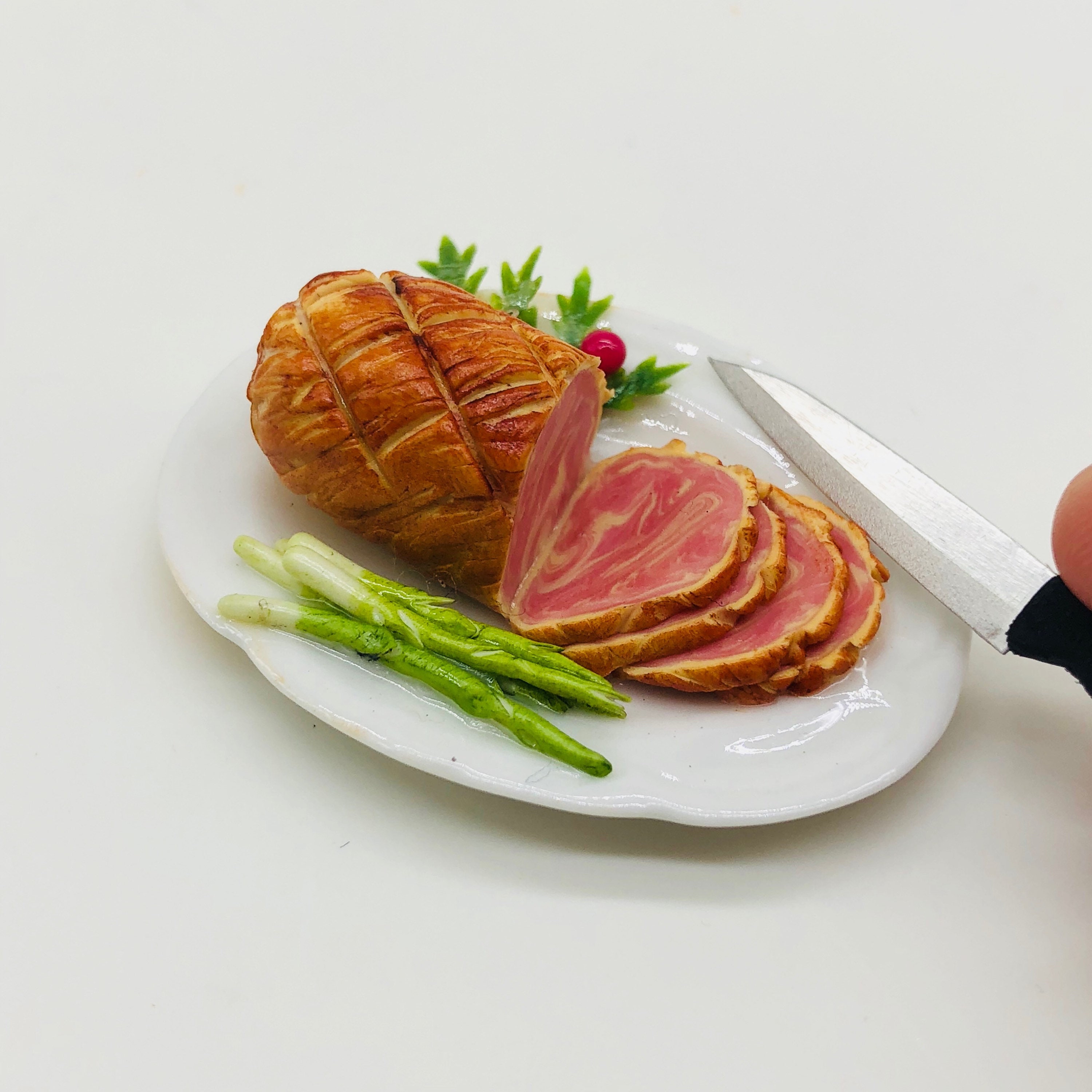 Miniature Ham With Knife Miniature Bacon With Salad | Etsy