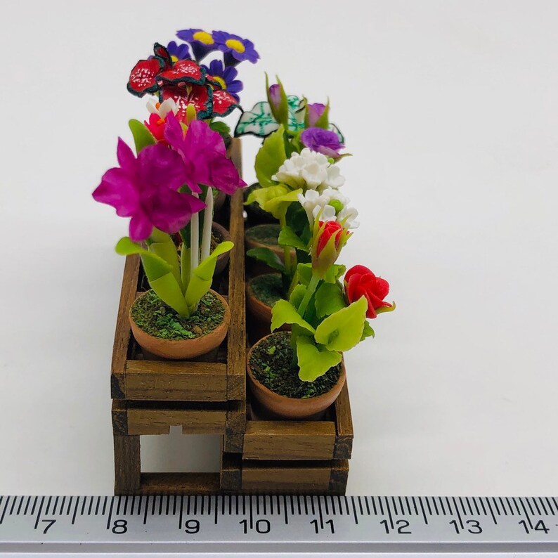 Miniature Flower 8 Pieces With Wooden Box Miniature - Etsy