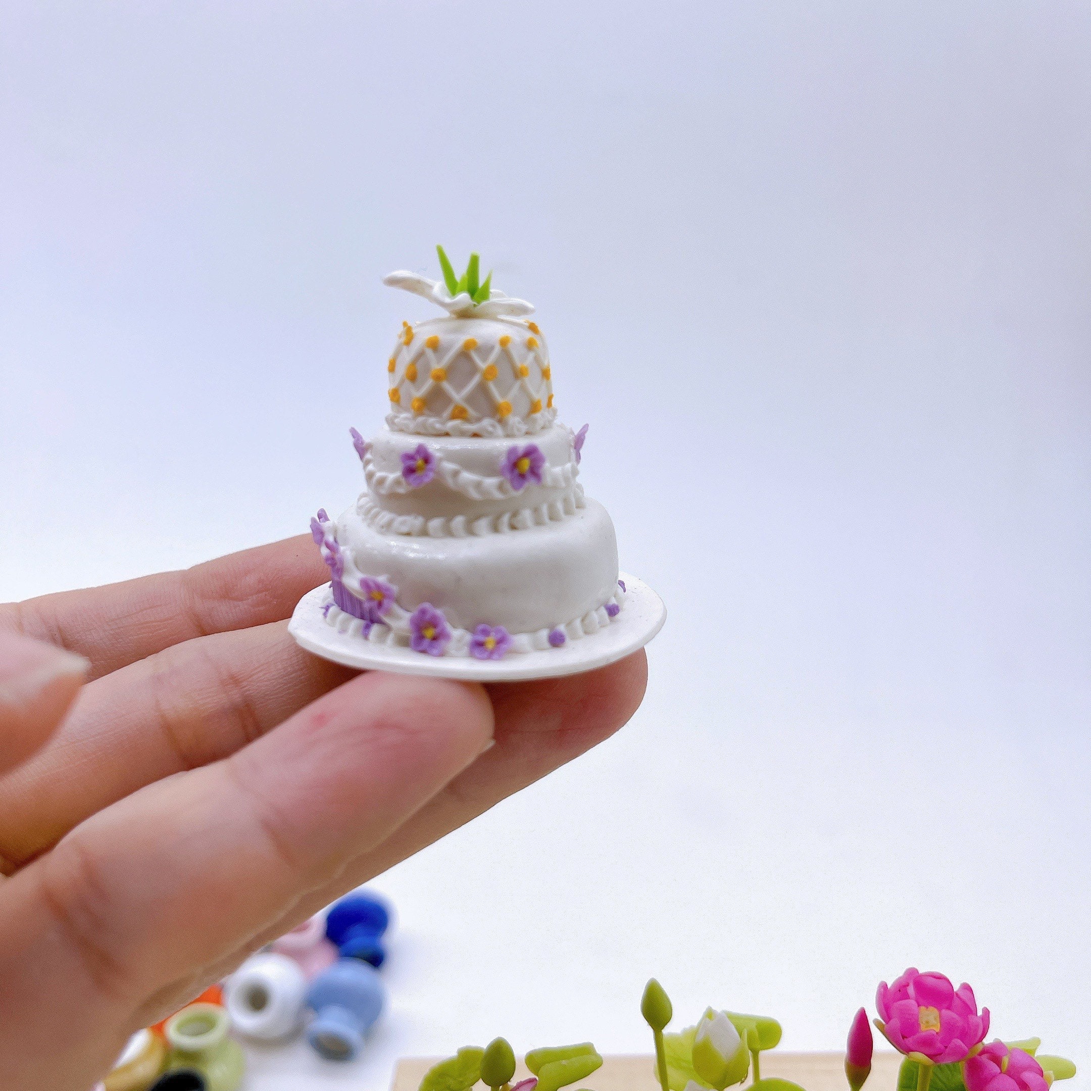 Miniature 3 Layer Wedding Cake Miniature Sweet cake for | Etsy