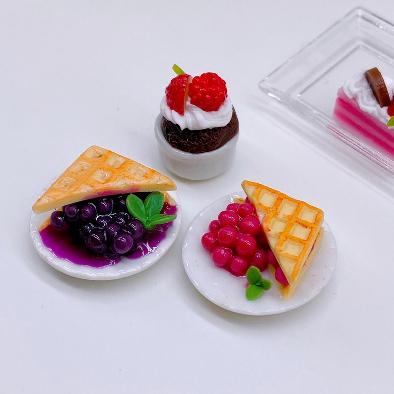 2 Pieces Miniature Waffle Fake Food Clay Polymer Miniature - Etsy