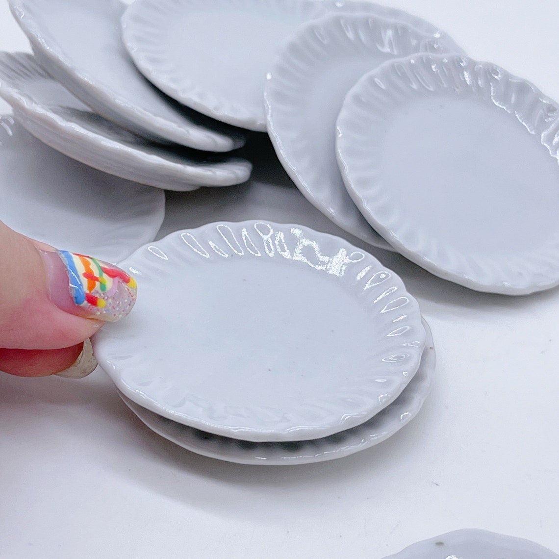 10 pieces Miniature Ceramic plate decorate for doll | Etsy