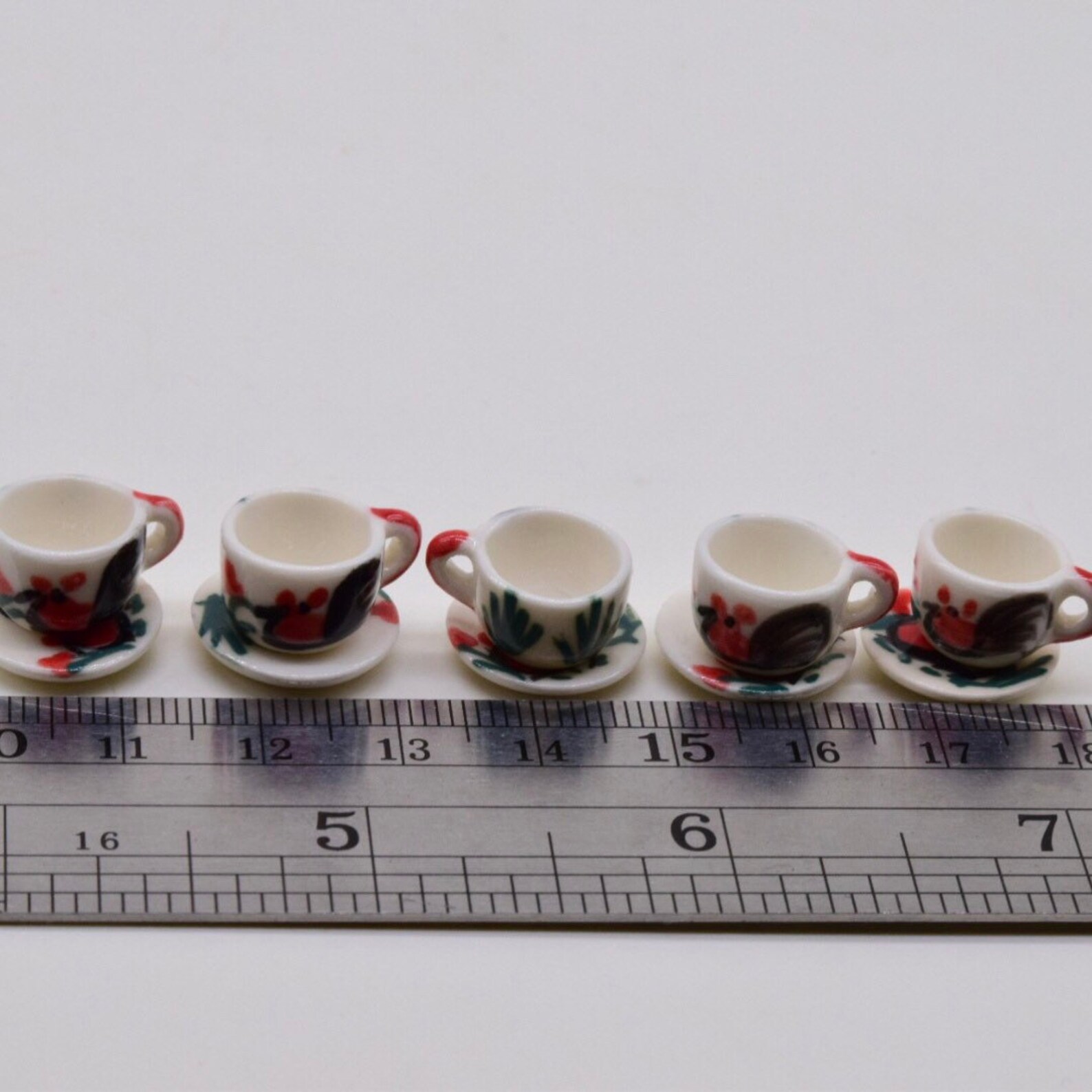5 Set Miniature Ceramic cup Bantam paint with saucer | Etsy