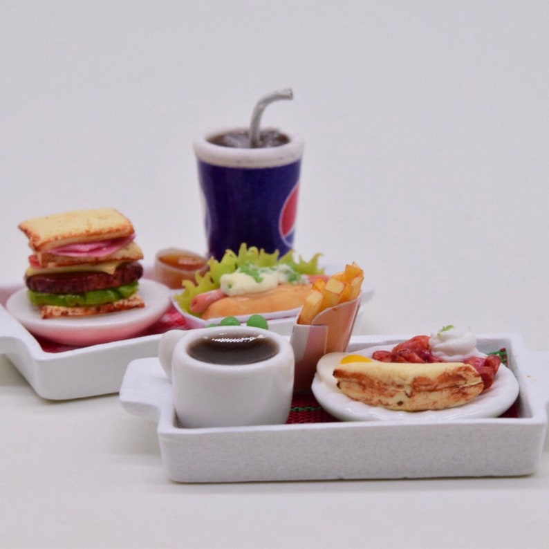 2 Set Miniature American Breakfast on trayMiniature Hot Dog & | Etsy