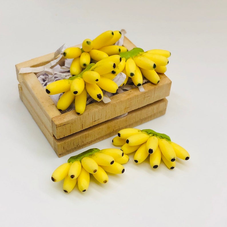 Miniature Banana 5 Pieces With Wooden Box for Dollhouse | Etsy