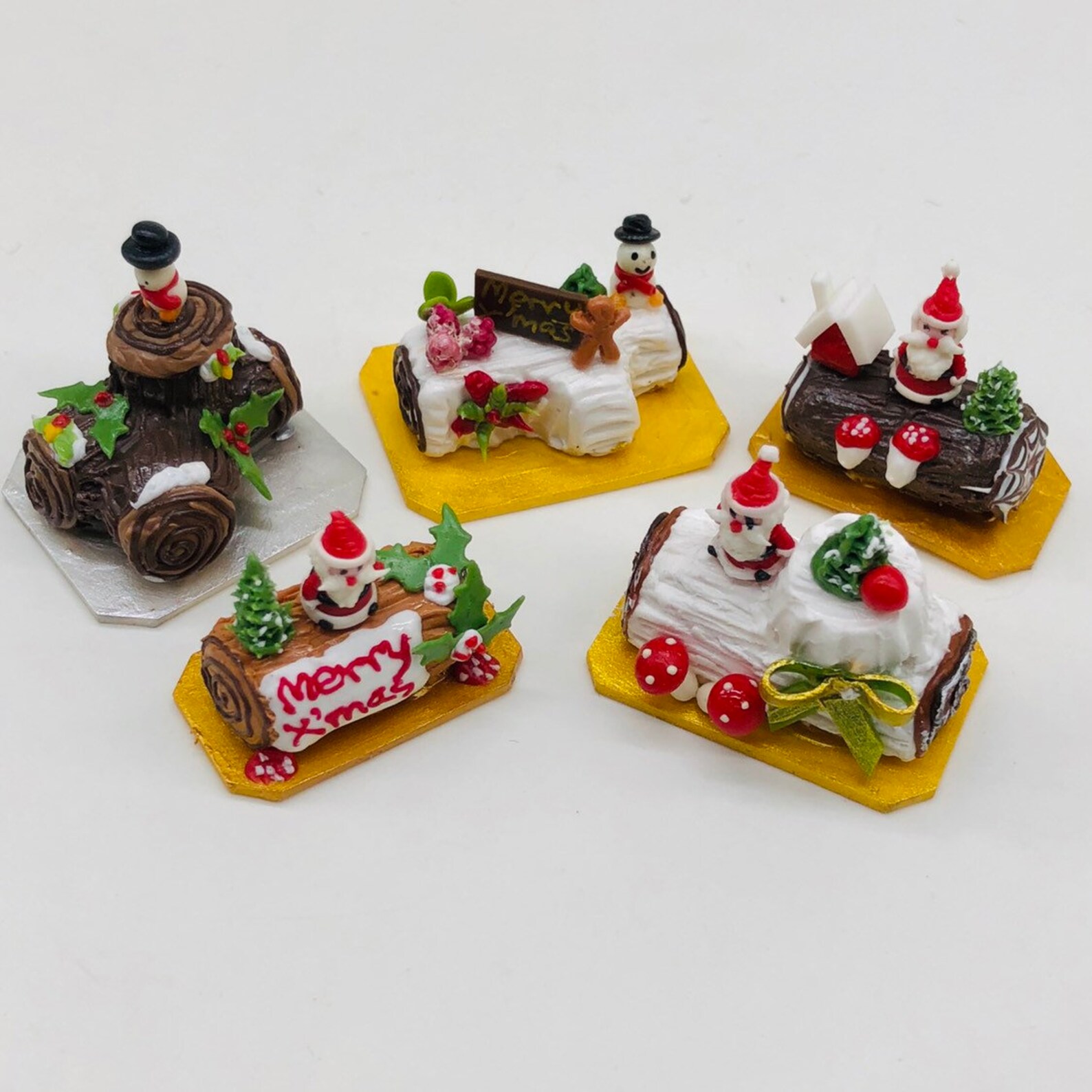 5 Pieces Miniature Log Cake 3D for Christmas Miniature - Etsy