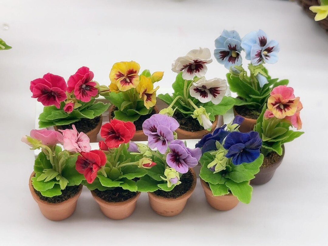 Miniature Pansy in Pot Polymer Clay,miniature Pot, Miniature Orchid ...