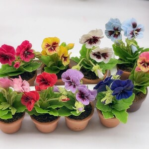 Miniature Pansy in Pot: Polymer Clay Dollhouse Garden Decor - Etsy