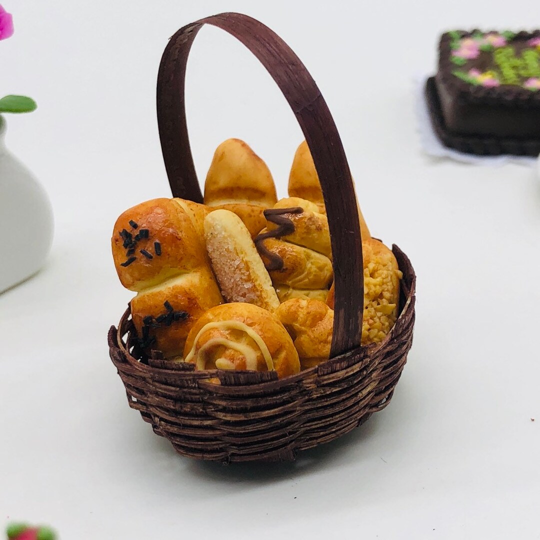 Set Miniature Mixed Bread With Basket for Doll's House Collection - Etsy