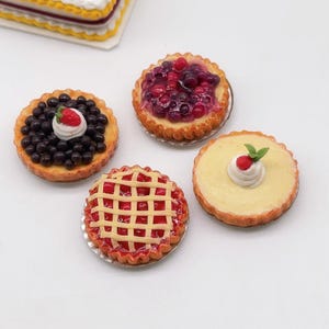4 Pieces Miniature Clay Pies Tiny Clay Tart, Miniature Fake Food ...