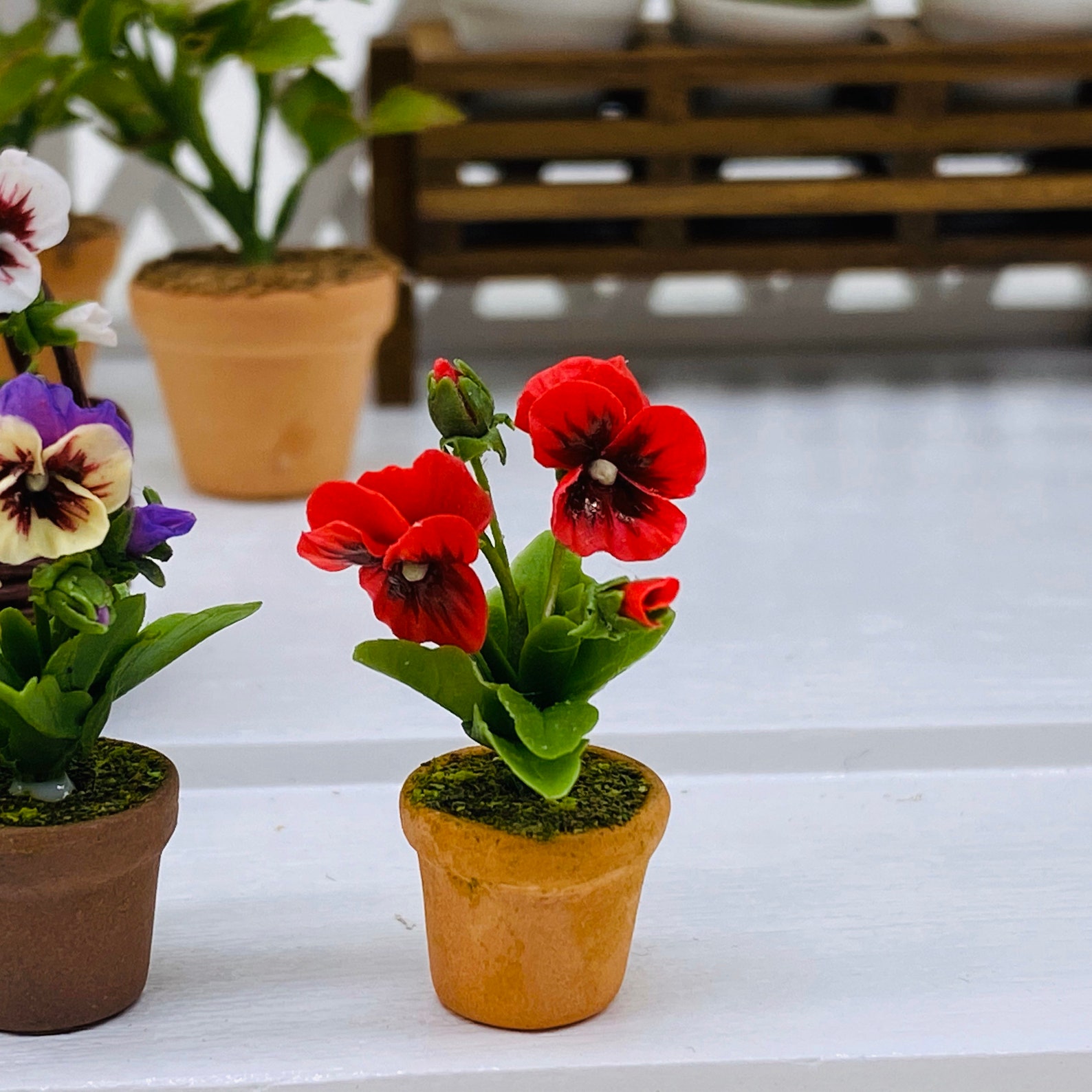 Miniature Pansy in Pot Polymer Clayminiature Pot Miniature - Etsy