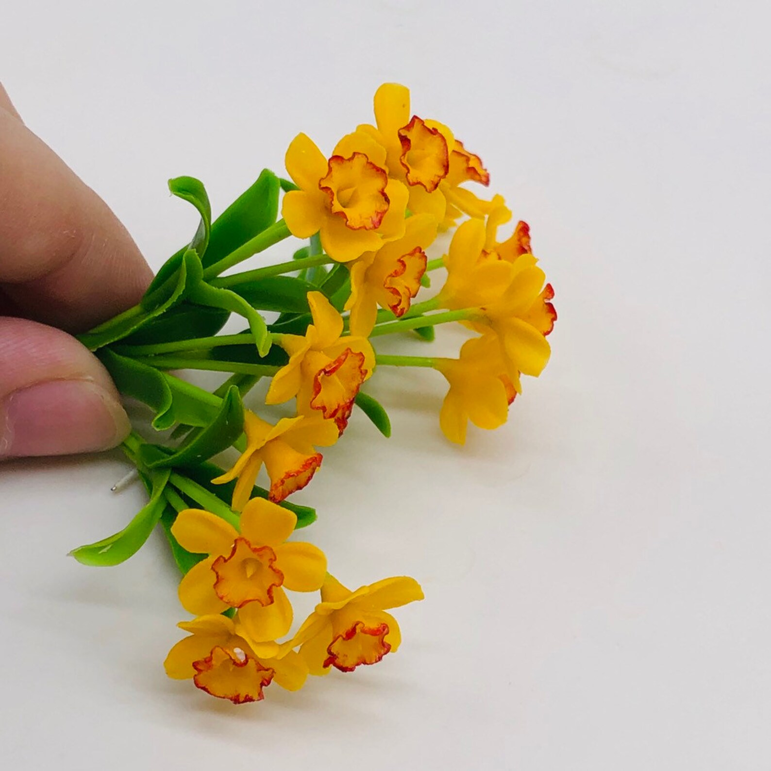 5 Pieces Miniature Daffodil Flower Made Clay Polymer, Miniature Garden ...