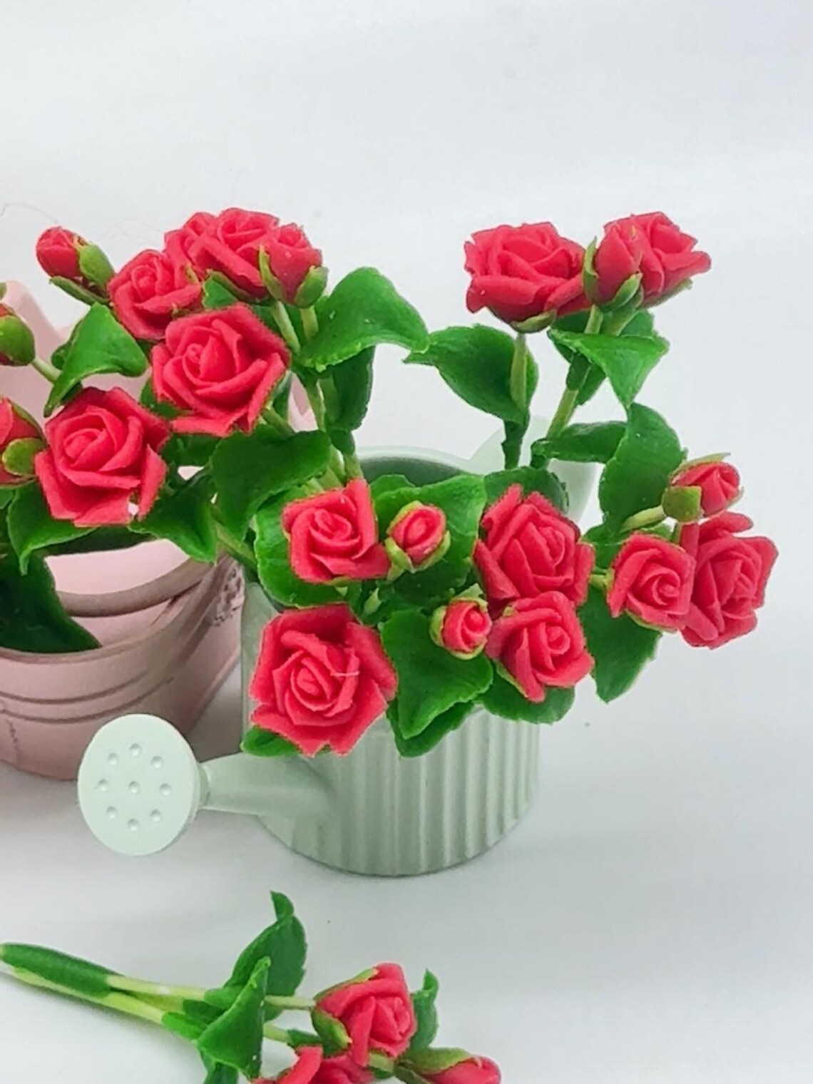5 Pieces Miniature Red Rose, Miniature Garden Dollhouse Size SS and S ...