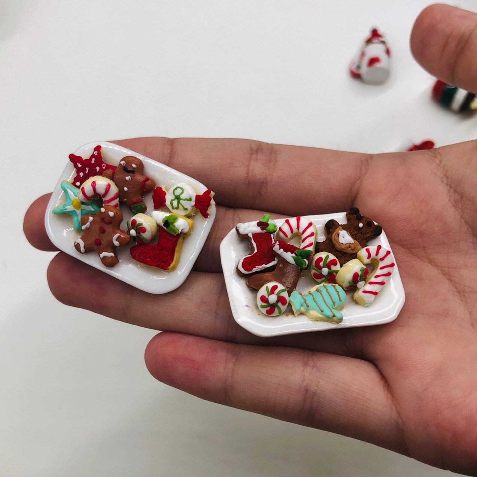 Set Miniature Cookies Christmas on Ceramic Plate for Dollhouse - Etsy