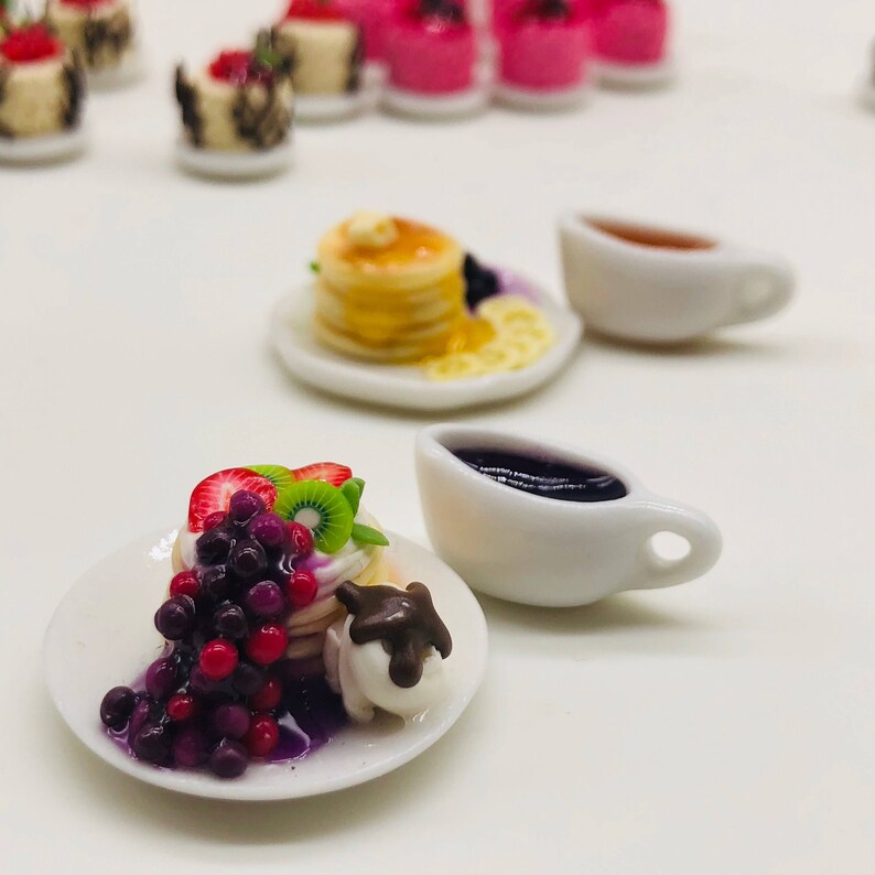 Miniature Pancakes with blueberry sauce Decorate in a white | Etsy