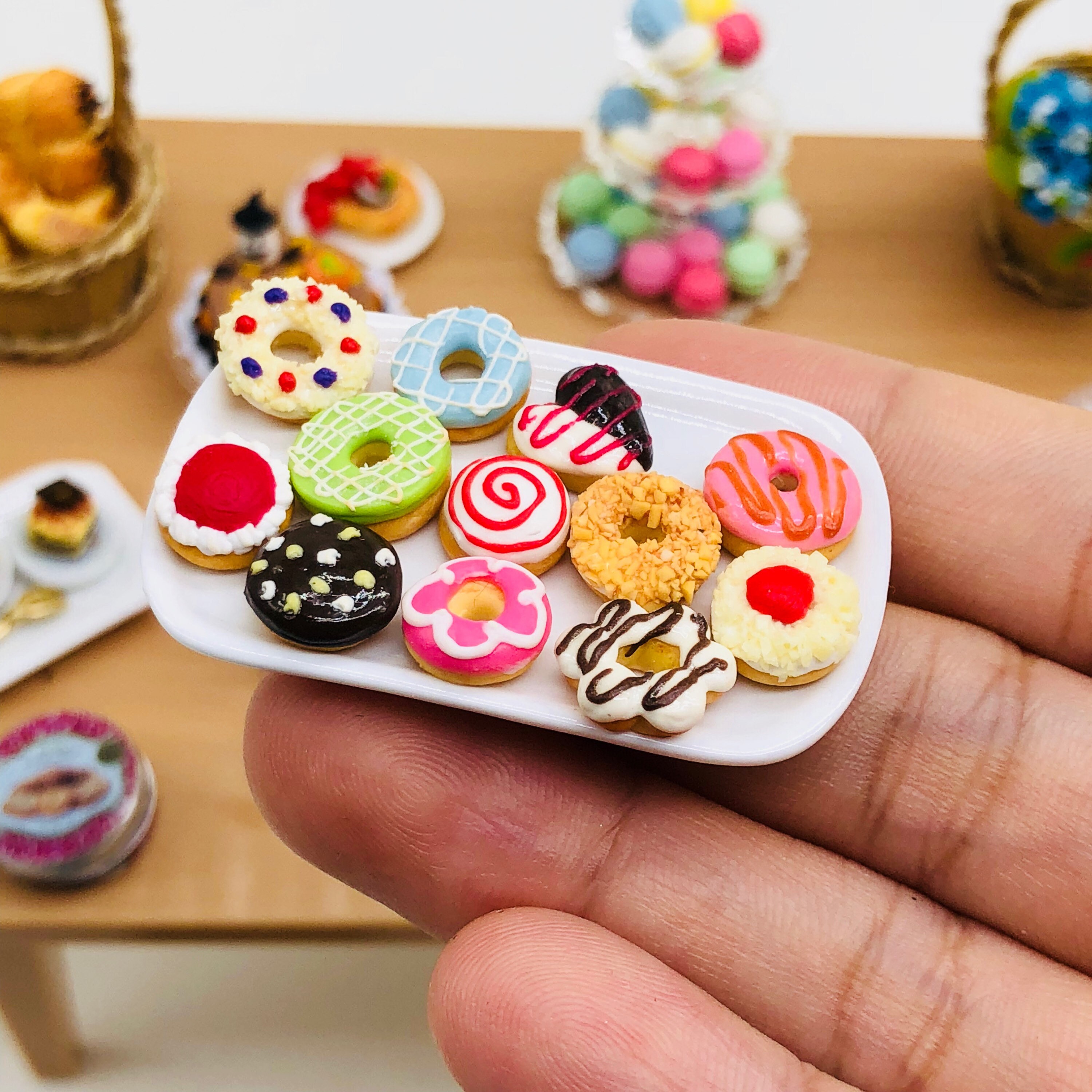 12 Pieces Miniature Donutsminiature Bakeryminiature - Etsy Canada