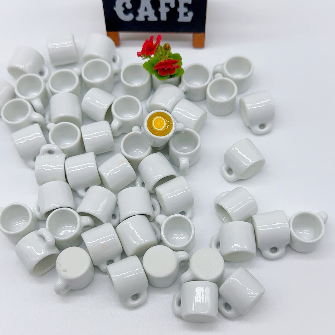 50 Pieces Miniature Ceramic Cup, Miniature Sweet, Cups, Dishes, Kitchen ...