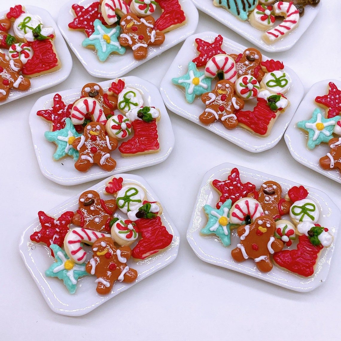 Set Miniature Cookies Christmas on Ceramic Plate for Dollhouse - Etsy
