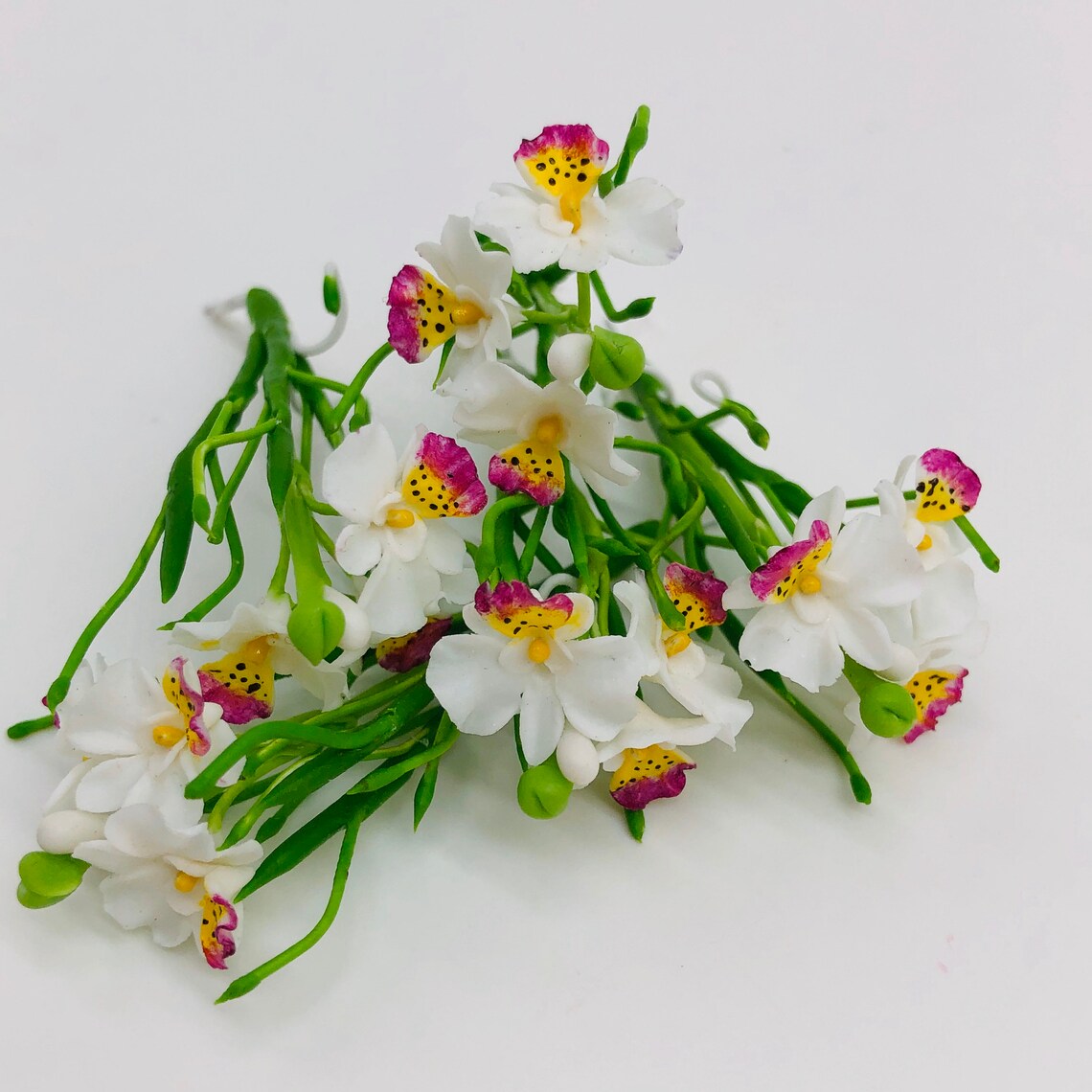 4 Pieces Miniature Orchid Flower Made Clay Polymer for Fairly - Etsy