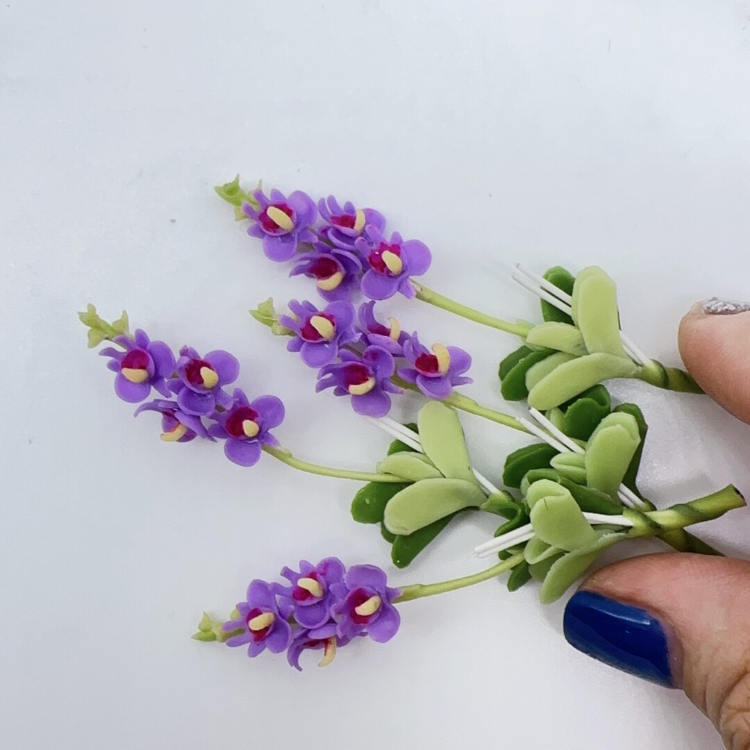 4 Pieces Miniature Orchids Clay Polymer, Miniature Decorate for Garden ...