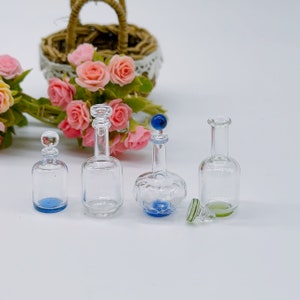 Set 4 Pieces Miniature Bottle Glass, Miniature Jewelry, Miniature Sweet ...