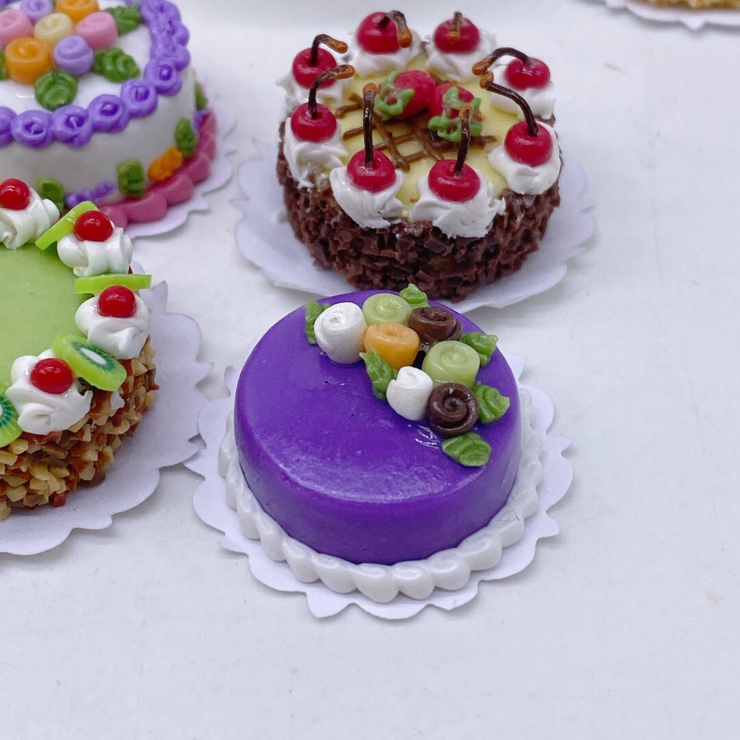 Miniature Cake Purple, Miniature Fake Food, Miniature Sweet, Dollhouse ...