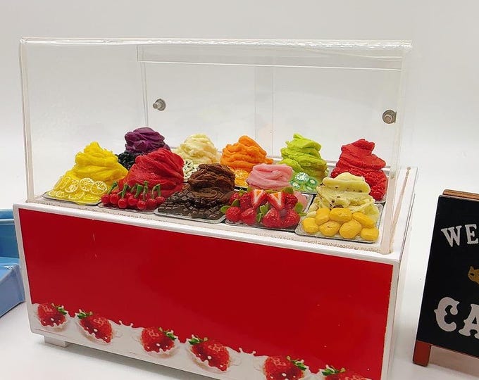 Miniature Ice Cream Shop, Miniature Showcase With Ice Cream Gelato Made ...