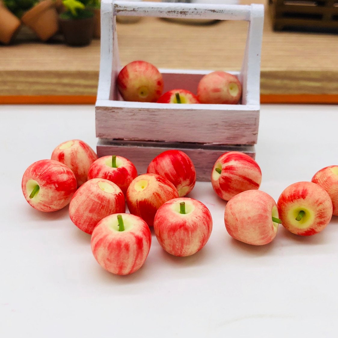 10 Pieces Miniature Apple Decorate Dollhouse Miniature Fruit - Etsy