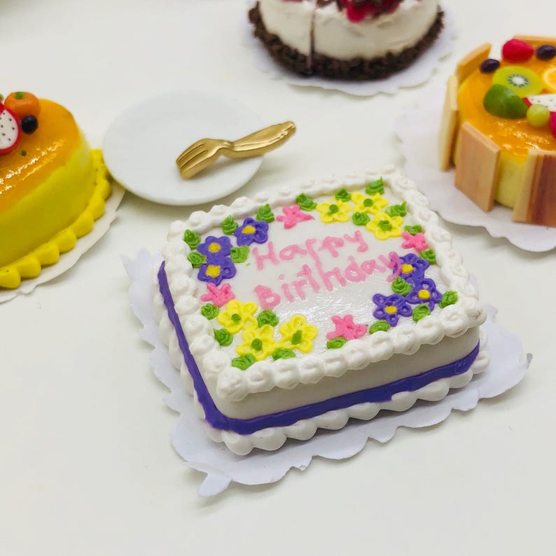 Miniature Happy Birthday Cakeminiature Sweetdollhouse - Etsy