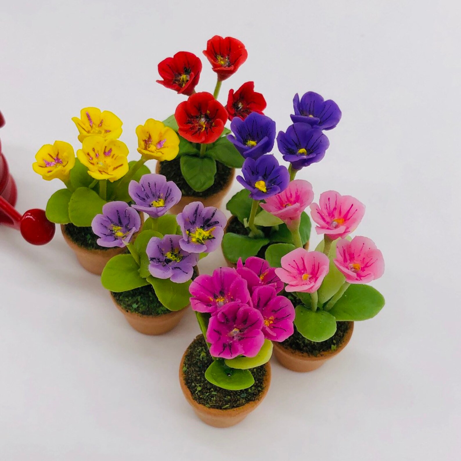 6 pieces Miniature Flower 6 pots decorate for dollhouse fairy | Etsy