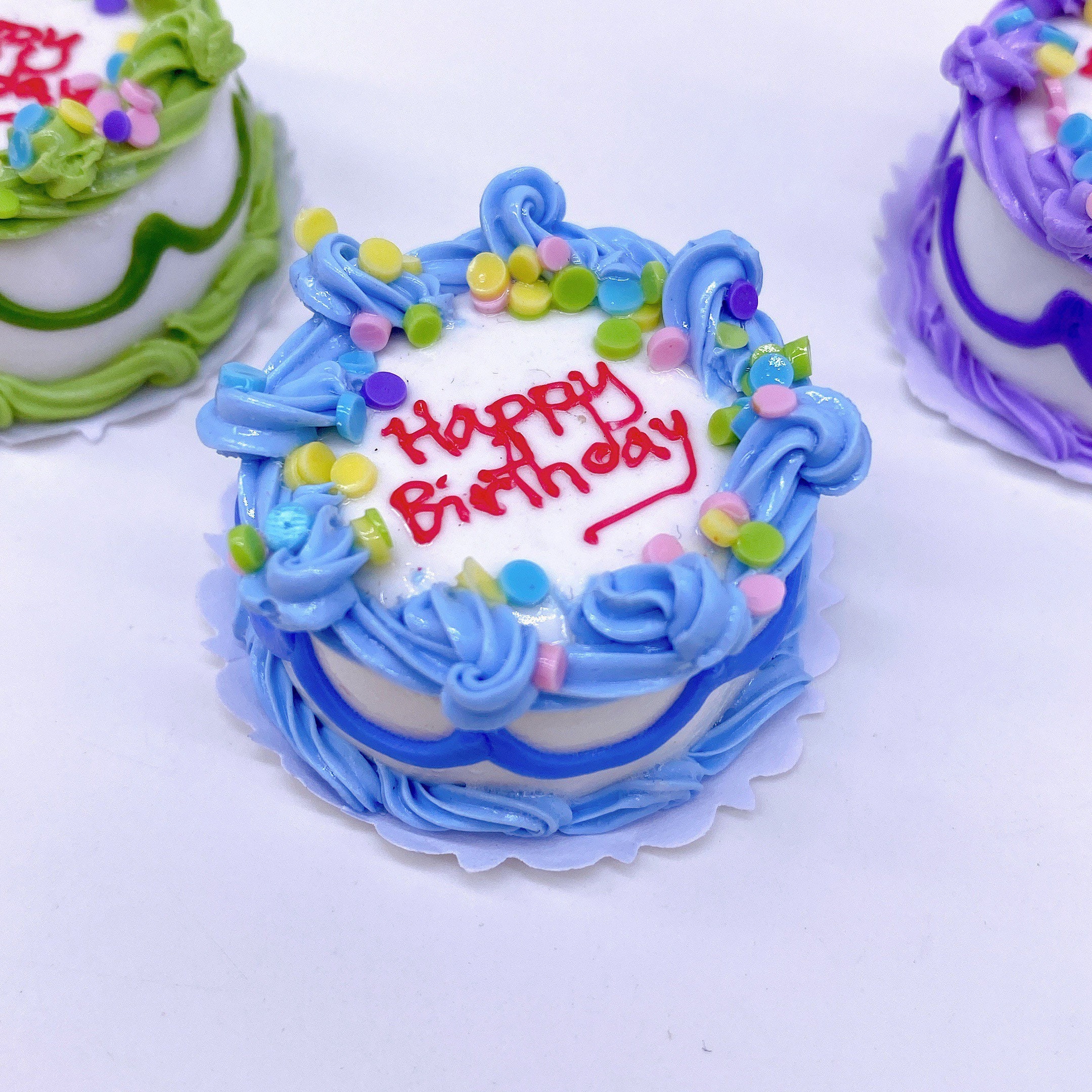 Miniature Happy Birthday Cake Miniature Sweet Cake Dollhouse | Etsy