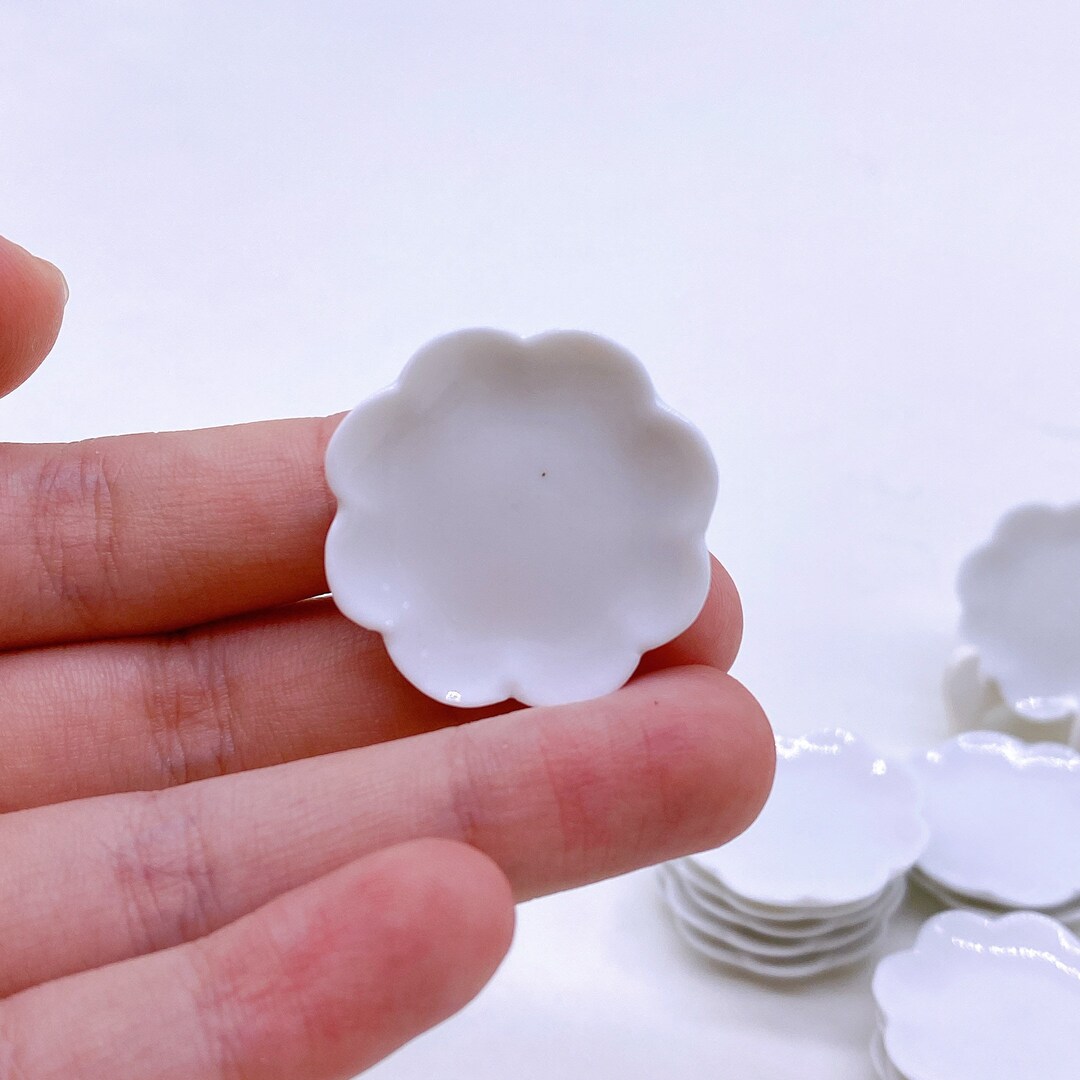 10 Pieces Miniature Ceramic Plate 28 Mm., Miniature Kitchenware ...