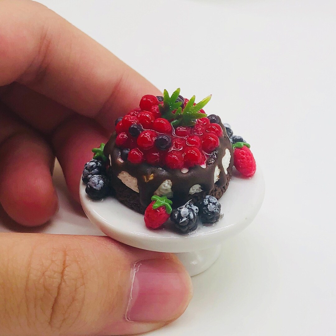 Miniature Mix Berry and Strawberry Cake on Ceramic Stand for - Etsy