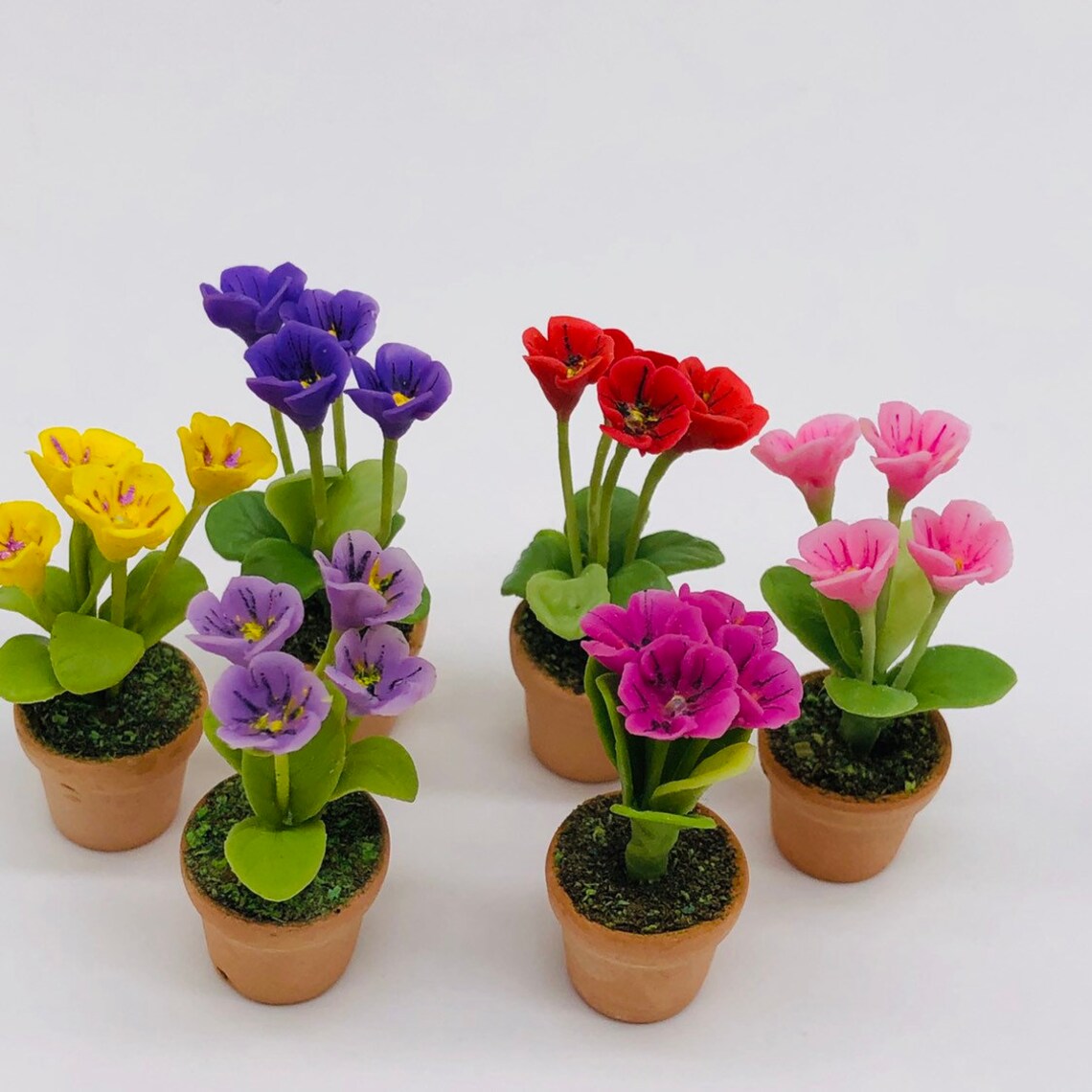 6 pieces Miniature Flower 6 pots decorate for dollhouse fairy | Etsy