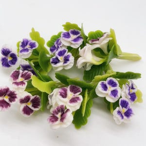 5 Pieces Miniature Pansy 2 Patterns, Miniature Garden Dollhouse 1:12 ...