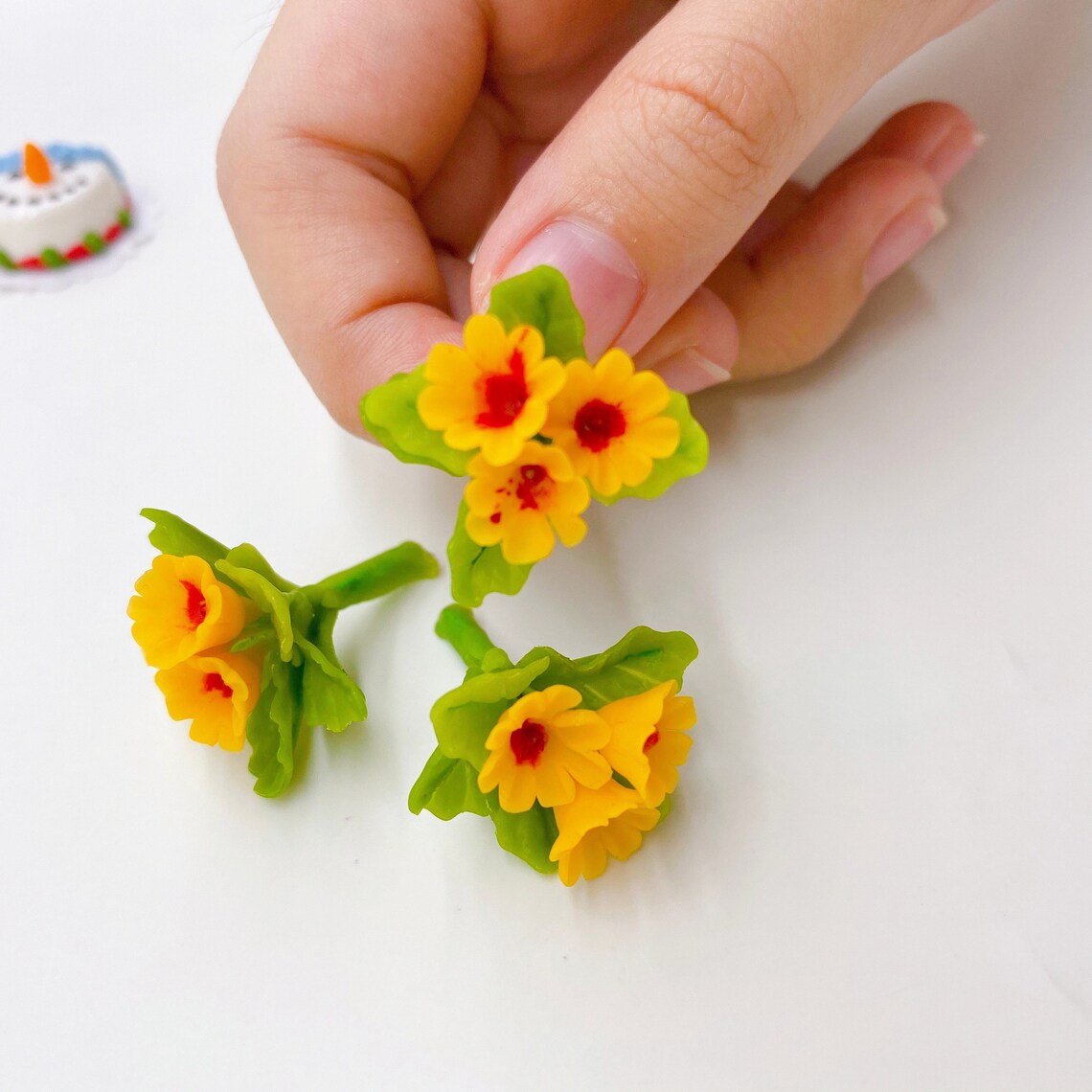 3 bouquets Miniature Flower made clay polymer for fairly | Etsy