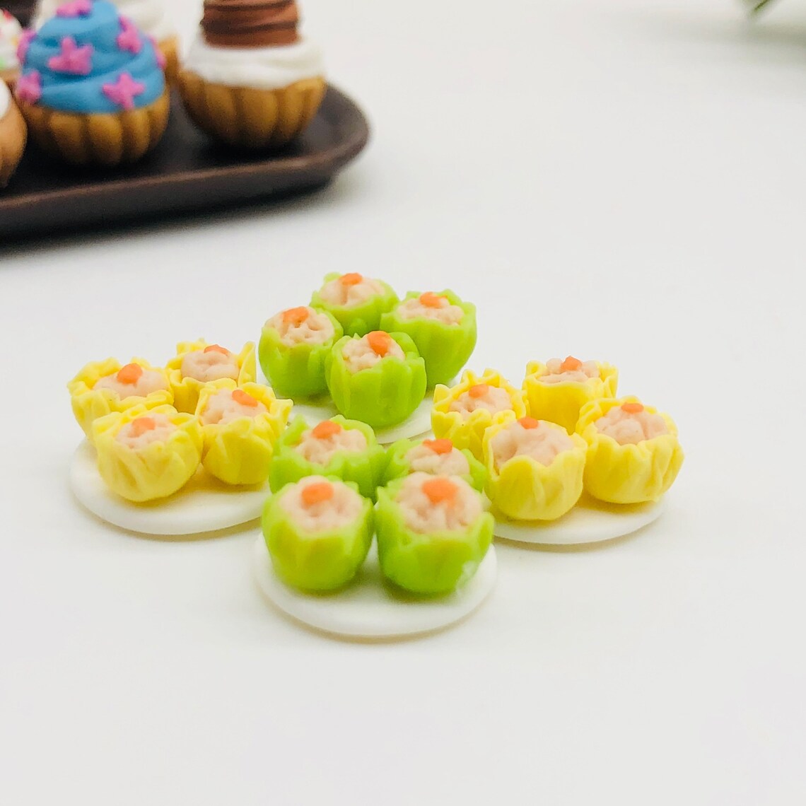 2 Pieces Miniature Dim Sum Within 2 Bamboo Basket Miniature - Etsy