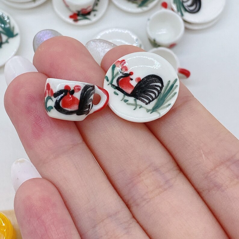 5 Set Miniature Ceramic Cup Bantam Paint With Saucer - Etsy
