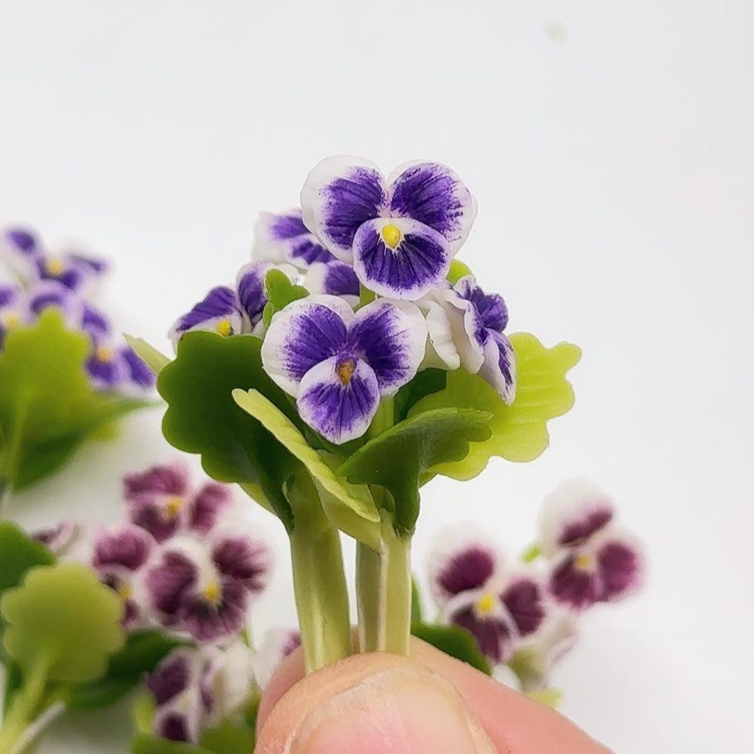 5 Pieces Miniature Pansy 2 Patterns, Miniature Garden Dollhouse 1:12 ...