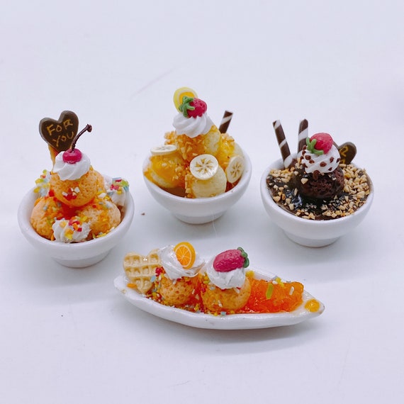 4 Pieces Miniature Sweet Ice-cream on Bowl Lovely for - Etsy