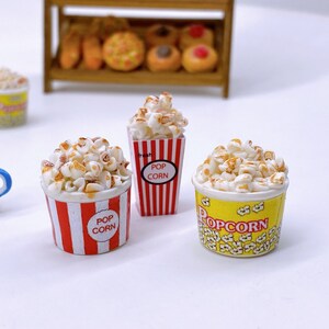 3 Pieces Miniature Popcorn Bucket and Box, Miniature Food for Dollhouse ...