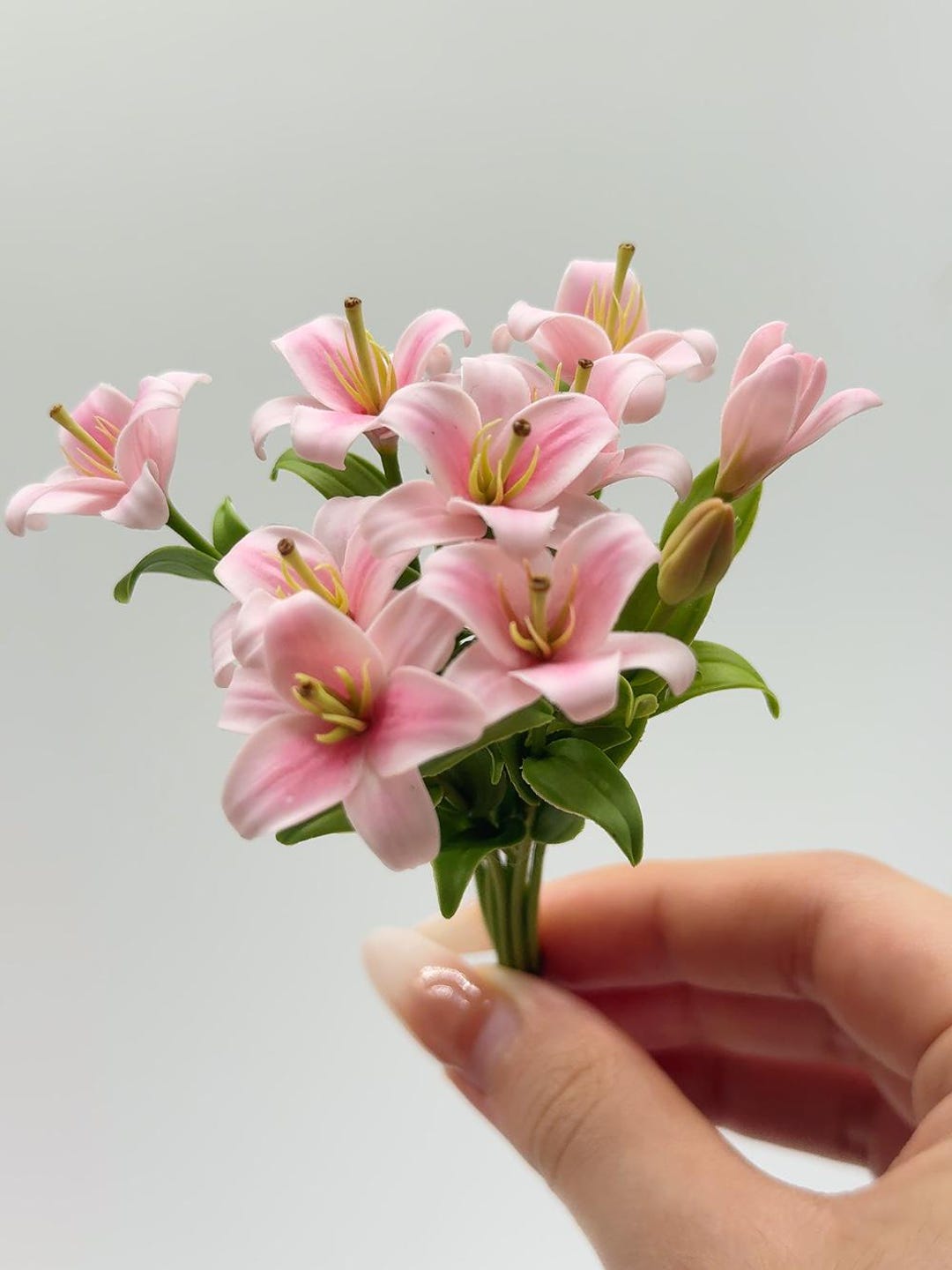 10 Flowers Miniature Lily Blooming and Buds, Miniature Garden Dollhouse ...
