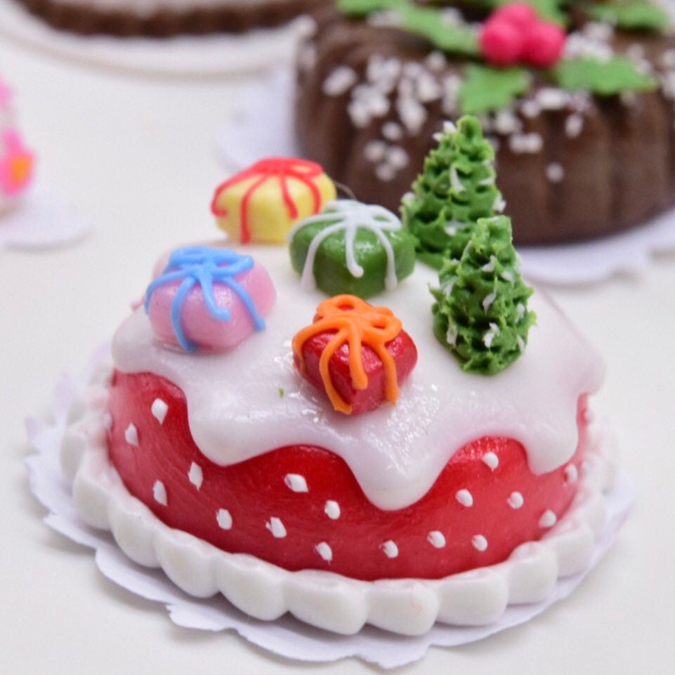 Miniature Christmas Cake miniature Fake Cakeminiature | Etsy