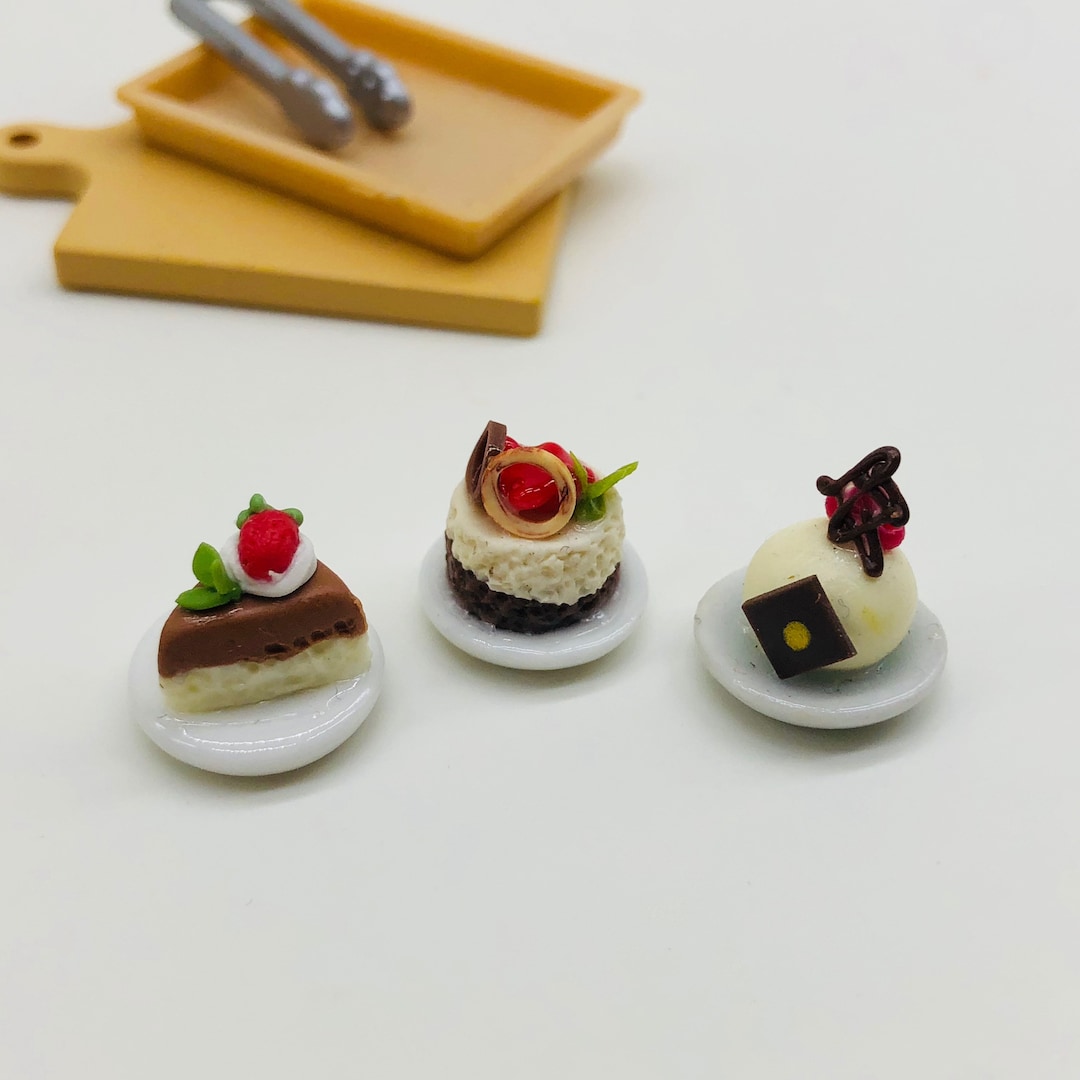 3 Pieces Miniature Mini Cake, Miniature Cake for Doll's House ...
