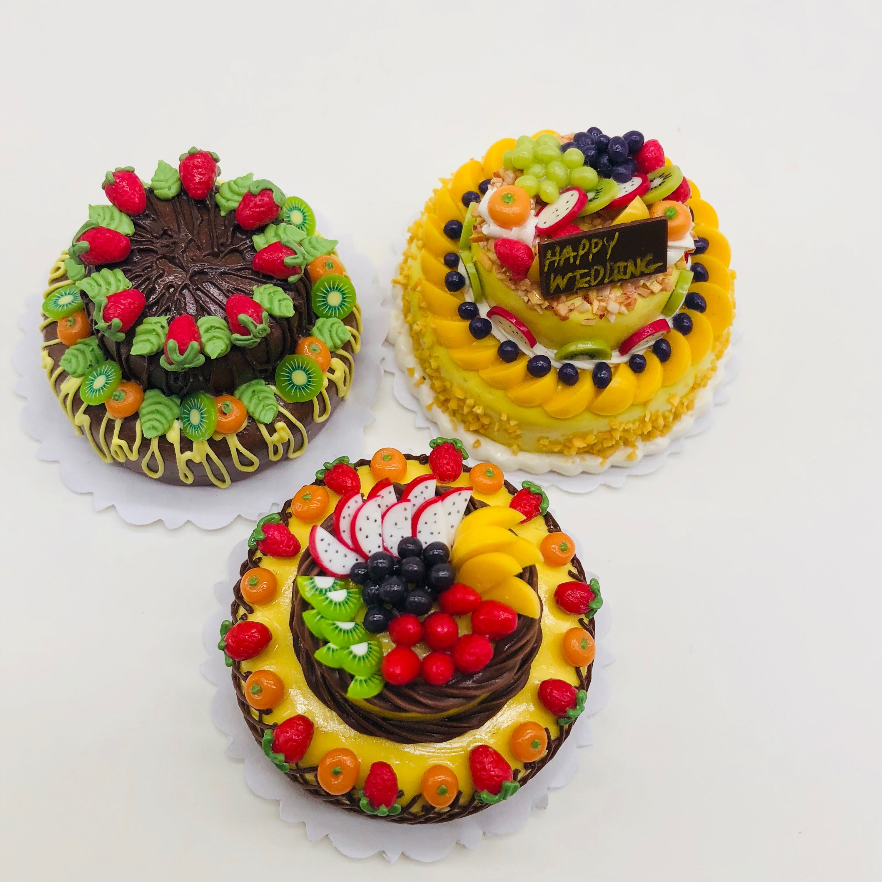 3 Pieces Miniature Fruit Cake Miniature Sweet Cake for - Etsy