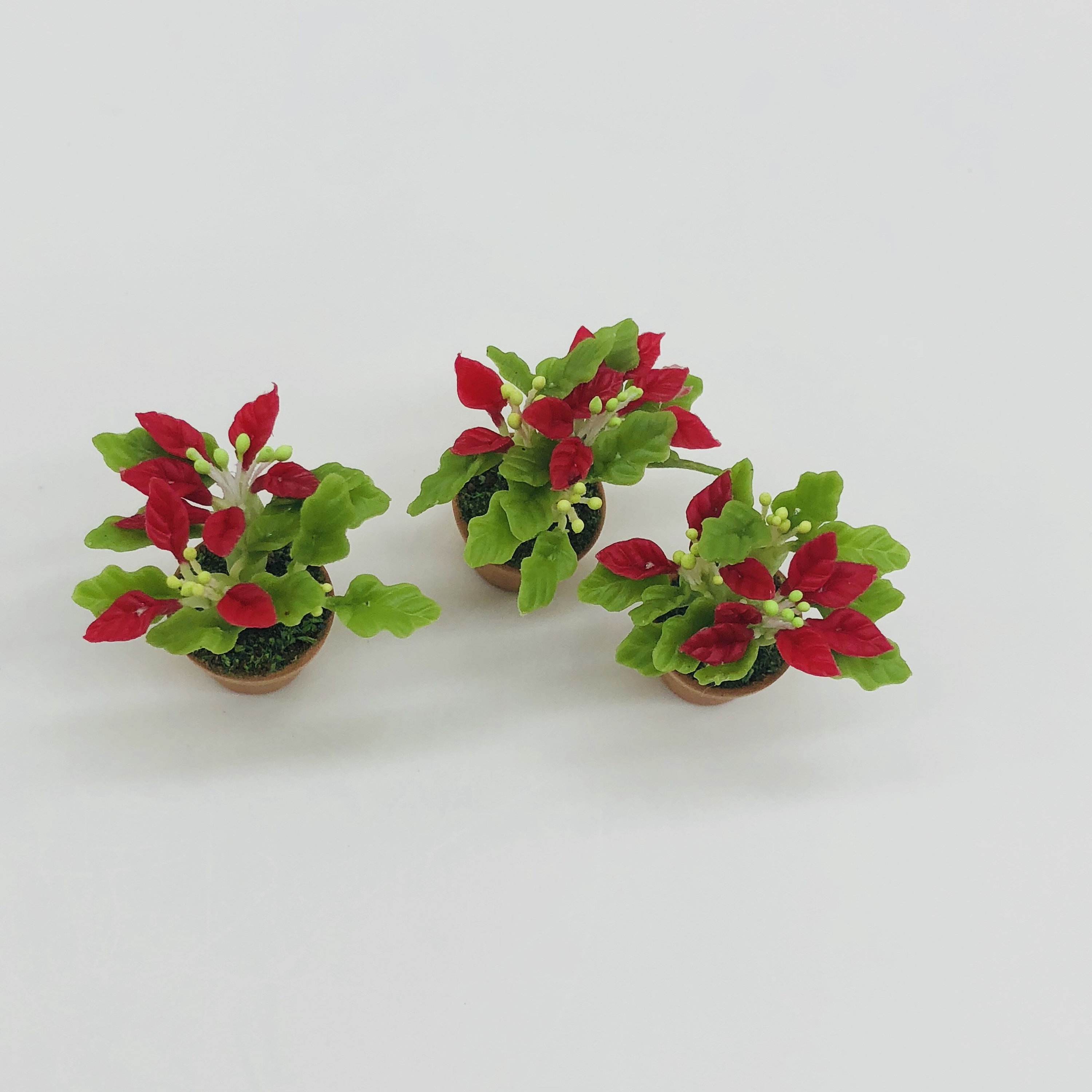 3 Miniature Poinsettia Plants in Pot: Thai Clay Dollhouse Decor - Etsy