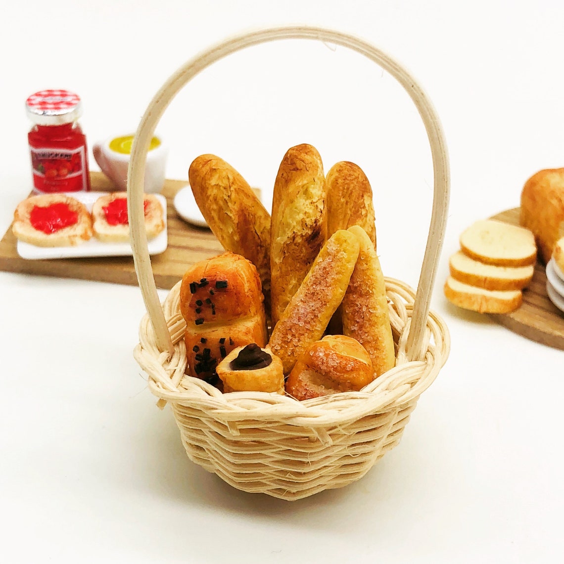 Miniature Mixed Bread With Basket for Doll's House | Etsy