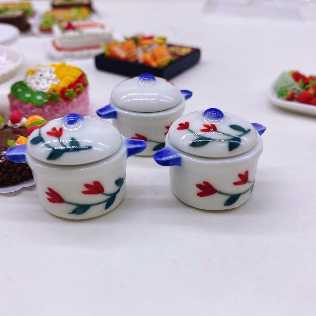 3 Pieces Miniature Ceramic Pot Miniature Ceramic Kitchen - Etsy