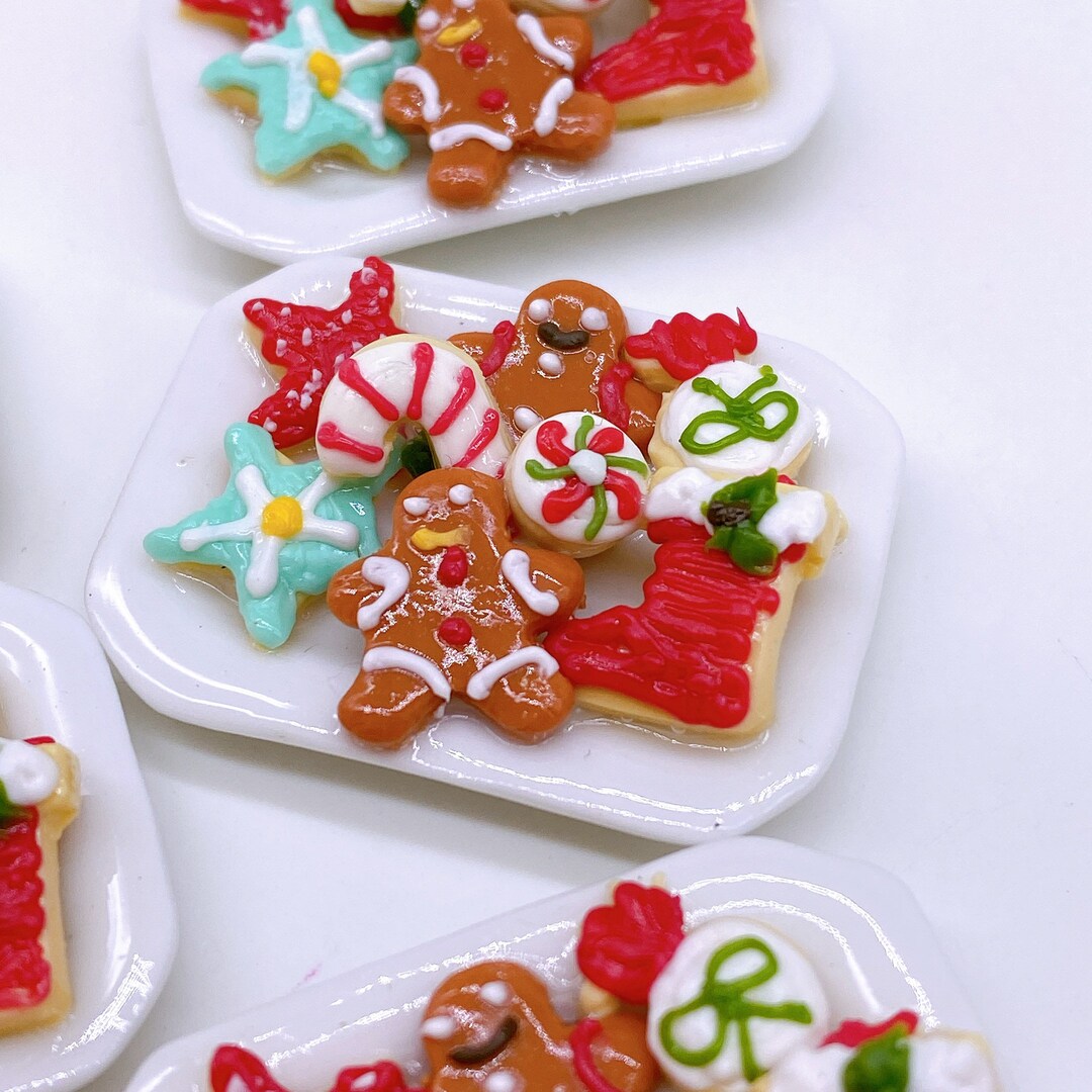 Set Miniature Cookies Christmas on Ceramic Plate for Dollhouse - Etsy