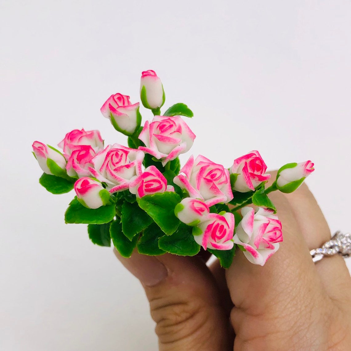 5 Bouquets Miniature Rose White Pink Color Miniature Garden - Etsy