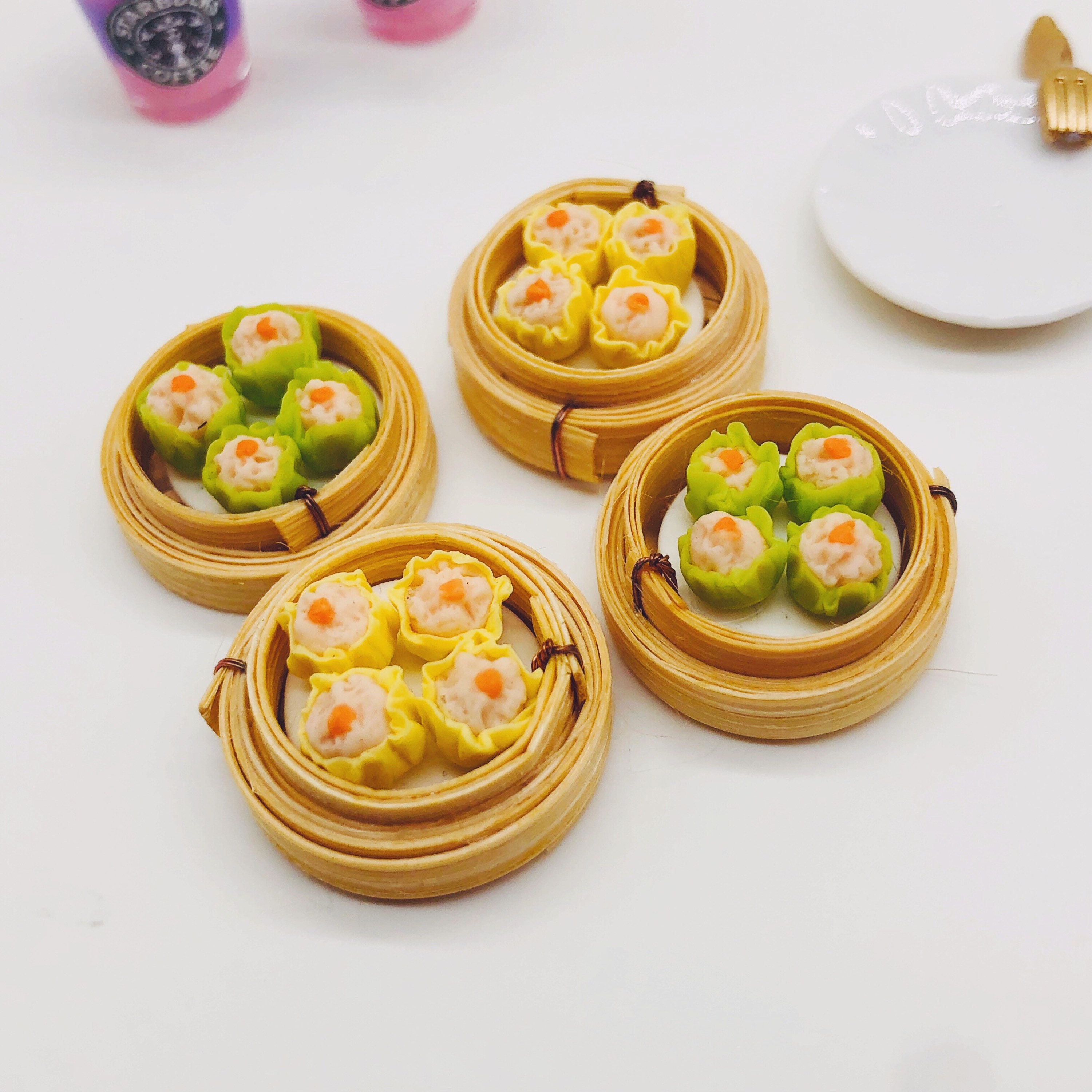 2 Pieces Miniature Dim Sum Within 2 Bamboo Basket Miniature - Etsy